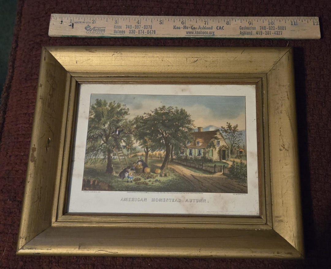 Currier & Ives "american Homestead Autumn" Framed by Fleck Bros. - Etsy