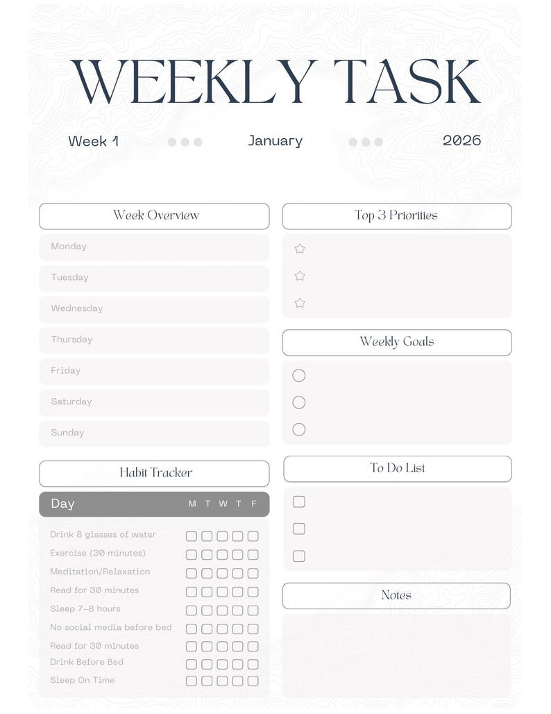 Weekly Task Planner - Etsy