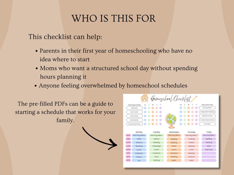 Daily Homeschooling Checklist Planner Kids Tasks & Coursework Prefilled ...