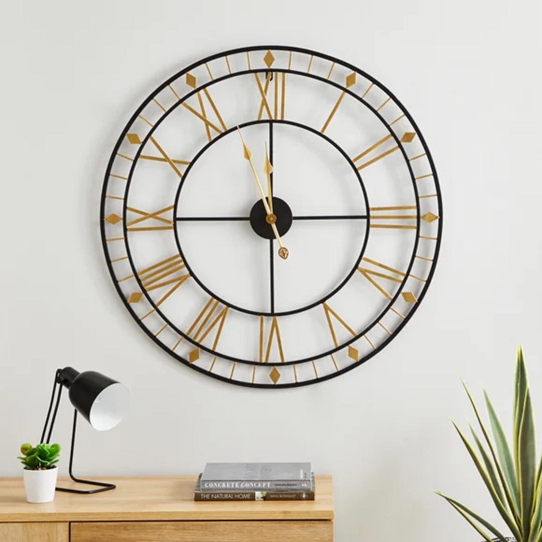 Large 51cm Roman Numeral Wall Clock | Industrial Gear Skeleton Clock ...