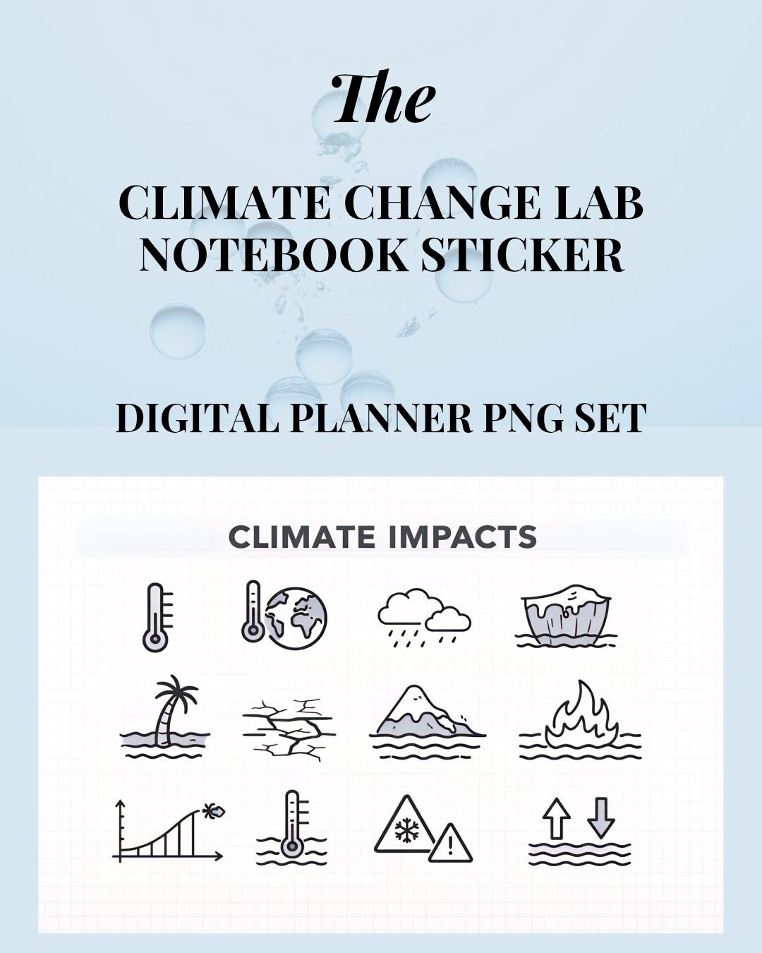 Climate Change Lab Notebook Stickers | Water Research Icons | Digital ...