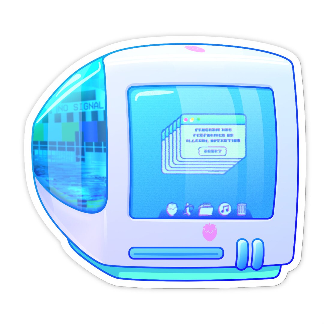 Glitchy "iberry" Y2K Computer-inspired Sticker | Y2K Nostalgic Vinyl ...