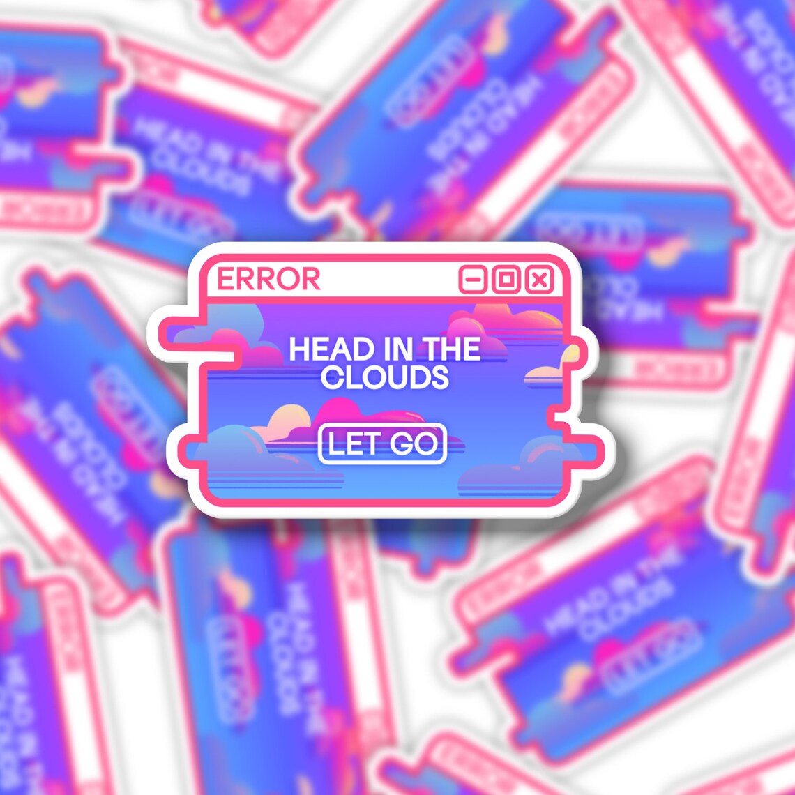 Head in the Clouds System Message Sticker | Vaporwave Glitchy Nostalgic ...