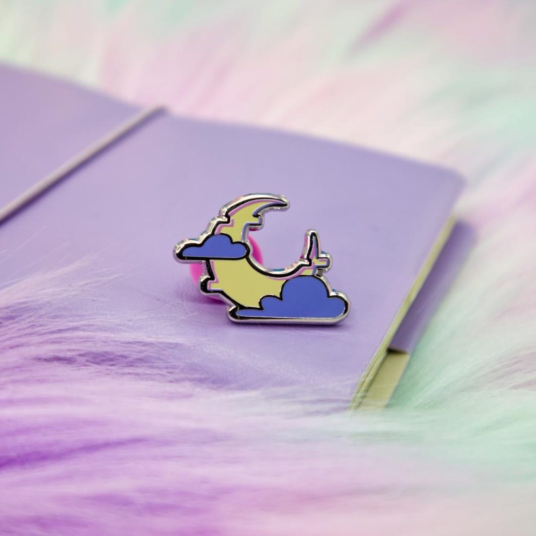 Mini Moon Vaporwave Enamel Pin - Etsy