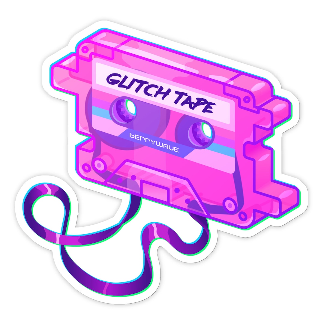 Pink "glitchtape" Vinyl Sticker | Nostalgic Mixtape Vinyl Sticker ...