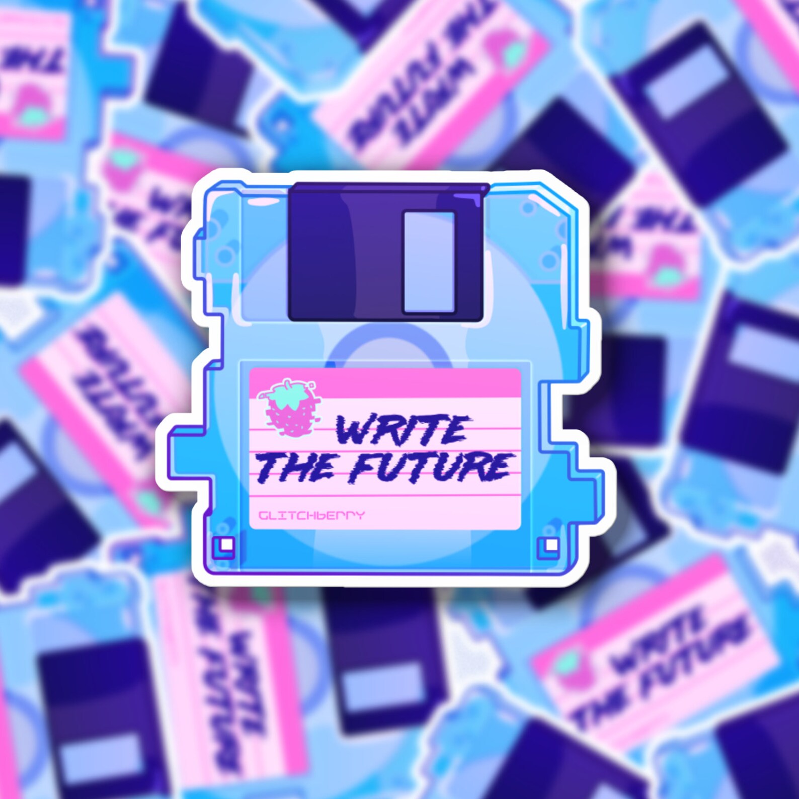 Blue Floppy Disk Vinyl Sticker: Vaporwave Retro Kawaii Stationery - Etsy