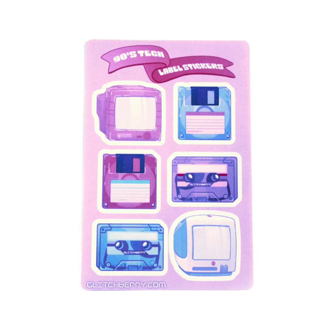 90's Tech Label Sticker Sheet | Kawaii Writable Stickers | Planner ...