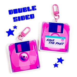 Pink Floppy Disk save the Past Acrylic Keychain Nostalgic Acrylic Charm ...