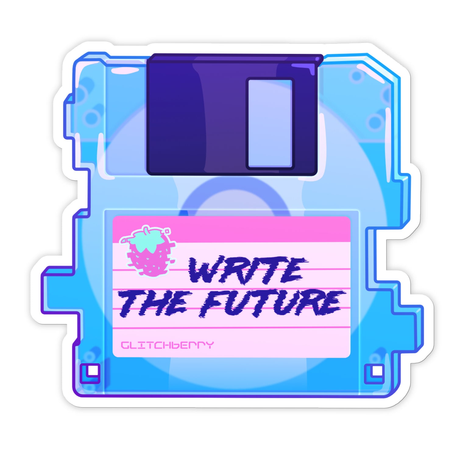 Blue Floppy Disk Vinyl Sticker: Vaporwave Retro Kawaii Stationery - Etsy