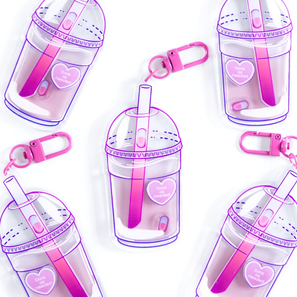Pill Boba Shaker Acrylic Keychain B-GRADE Creepy Cute Boba Tea Acrylic ...