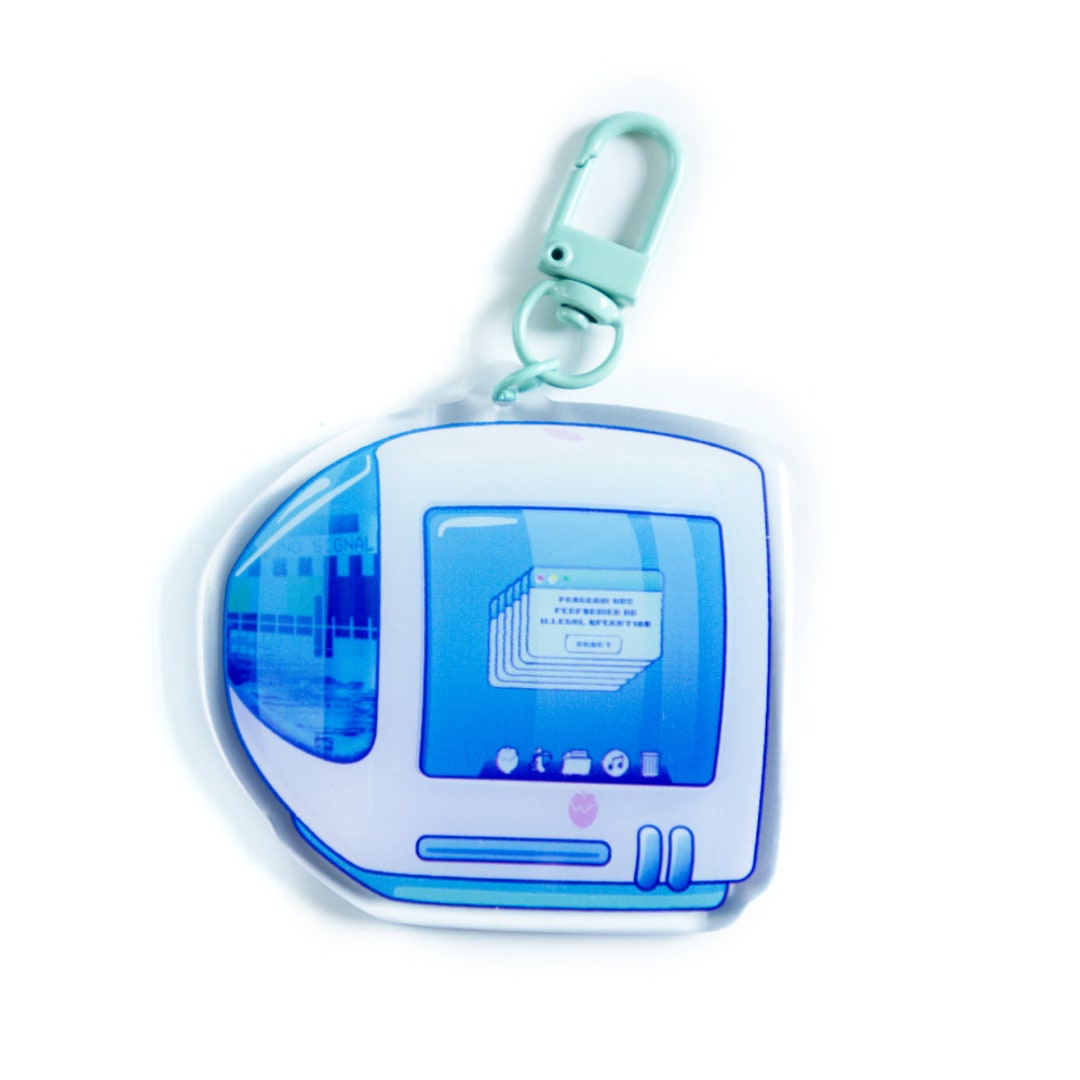Glitchy "iberry" Y2K Computer-inspired Acrylic Keychain | Nostalgic ...