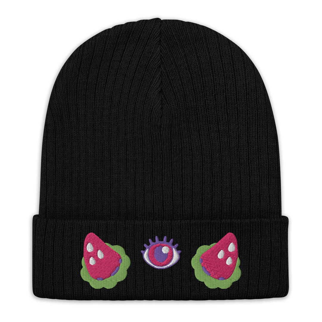 Strawberry Demon Knit Beanie | Demon Horn Embroidered Apparel | Alt ...