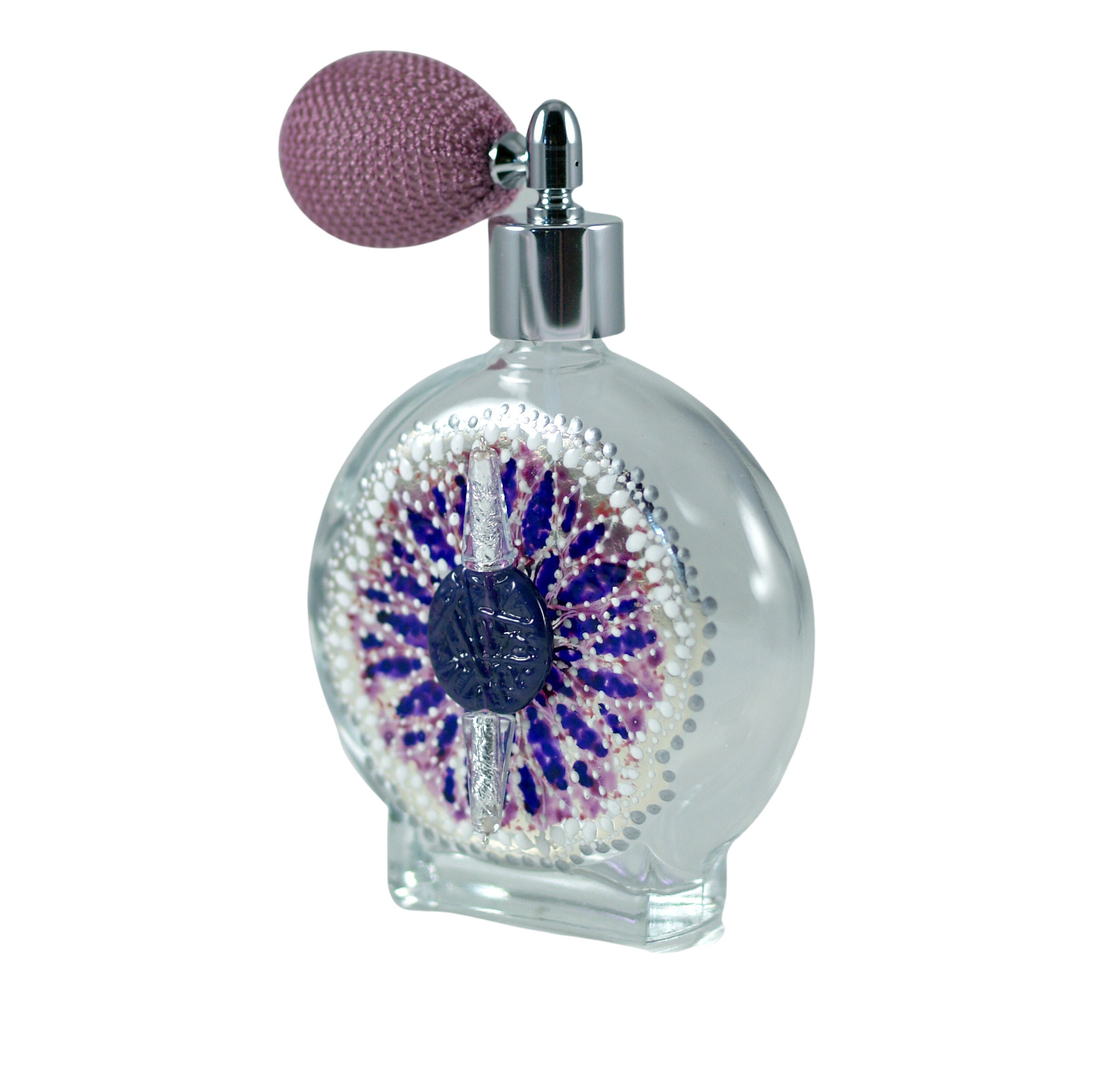 Circle Glass Perfume Bottle With Hand Gilded White Gold Leaf | Etsy