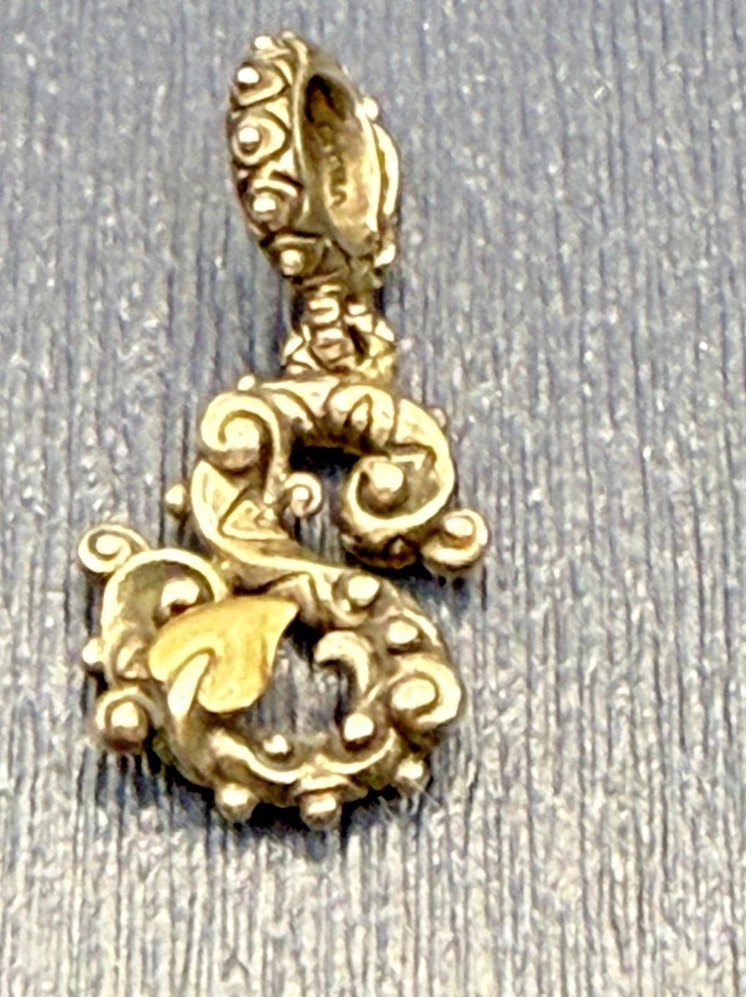 Initial S Charm Pendant Barbara Bixby Sterling Silver 18K Gold Vine ...