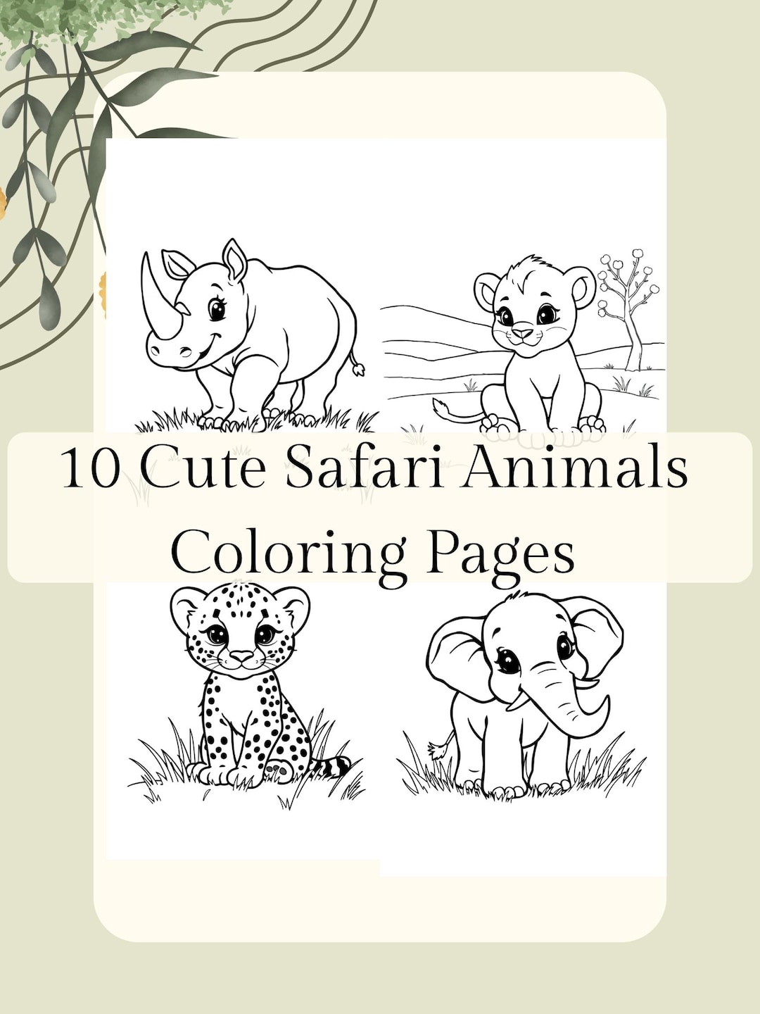 Safari Animals Coloring Pages – Printable Kids Activity (instant ...