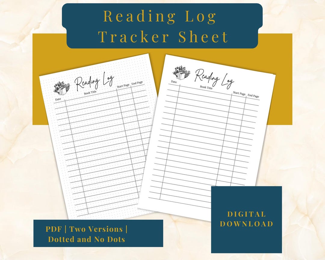 Reading Log Tracker Printable | Book Log Page | Planner PDF | Journal ...