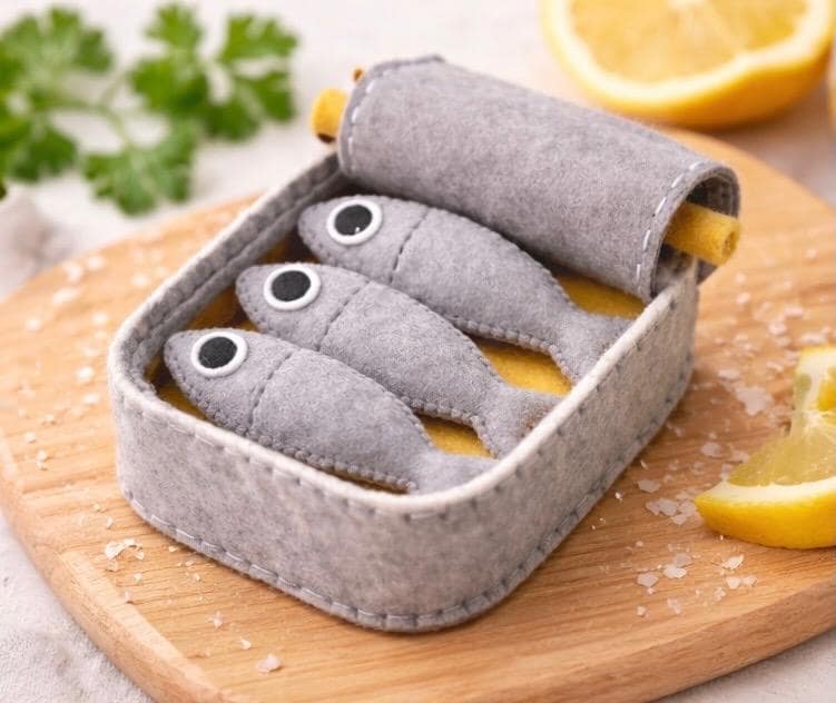 Felt Sardines, Pretend Fish Play Food, Handmade Felt Food for Play ...