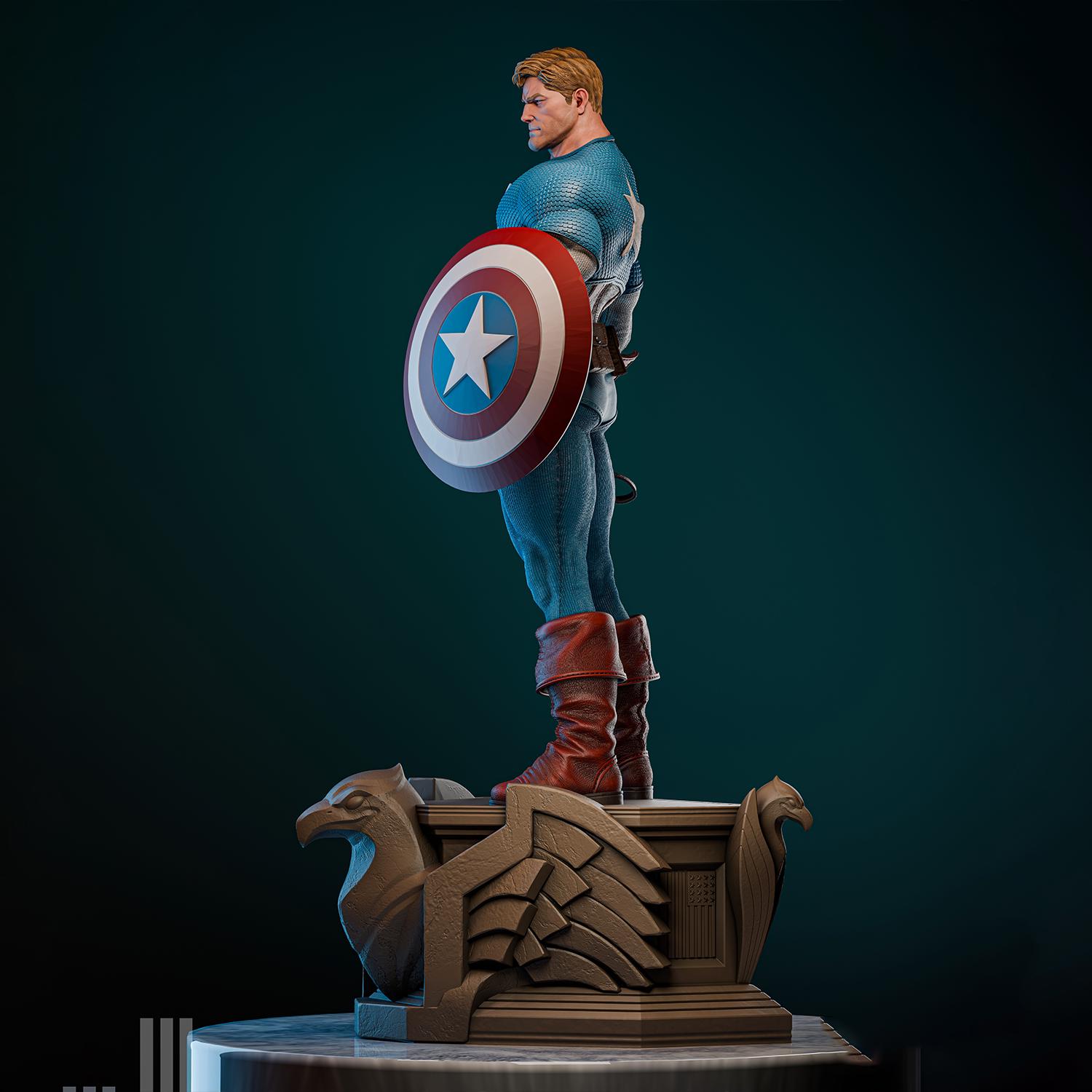 Captain America Marvel | Star Spangled Avenger Statue STL | Shield Hero ...