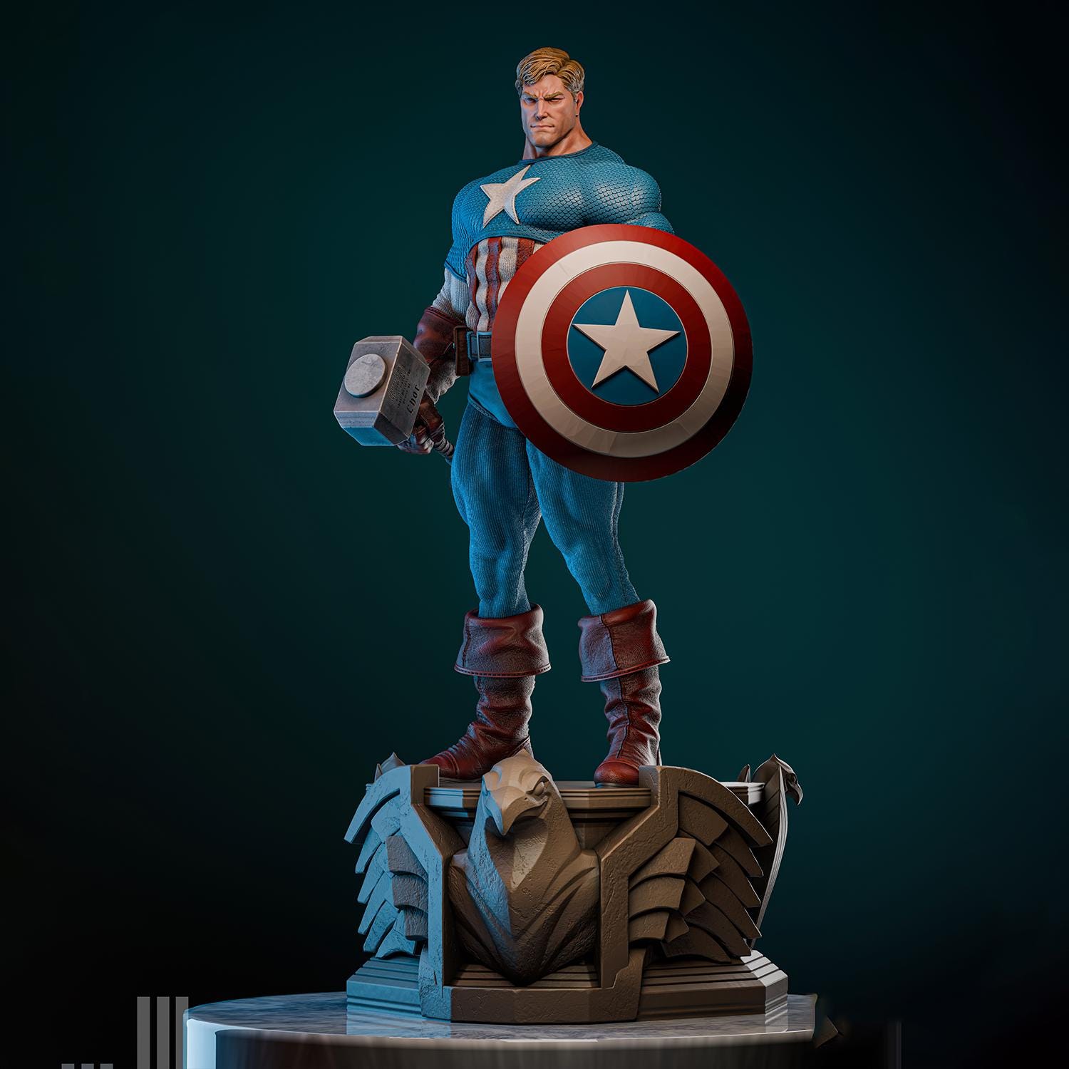 Captain America Marvel | Star Spangled Avenger Statue STL | Shield Hero ...