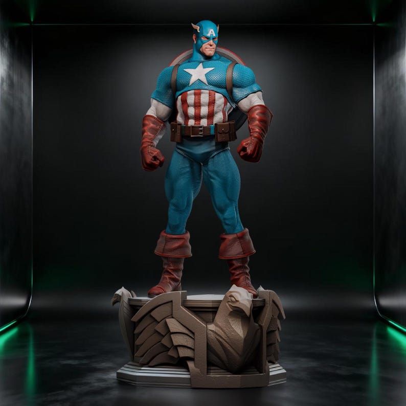 Captain America Marvel | Star Spangled Avenger Statue STL | Shield Hero ...