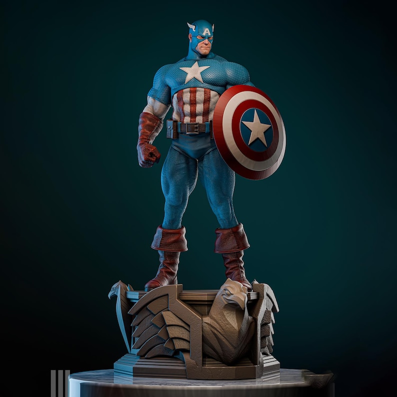 Captain America Marvel | Star Spangled Avenger Statue STL | Shield Hero ...