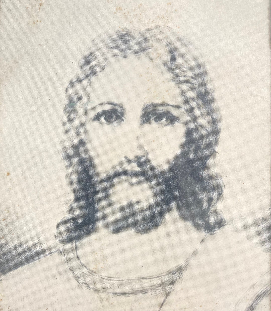 Precious 1930 Jesus Christ Drawing, Print of Free Hand Pencil Drawing ...