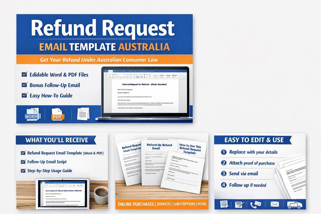 Refund Request Email Template Australia | Consumer Rights AU | Editable ...