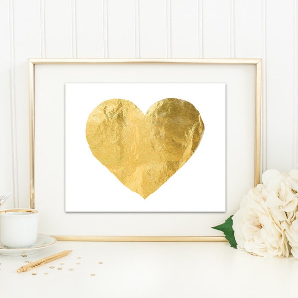 Gold Heart Print - Etsy