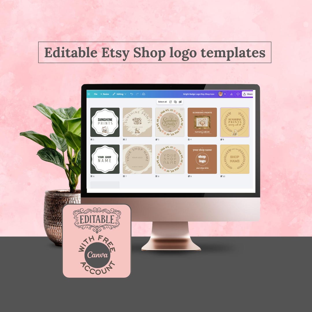 Etsy Logo Icon Templates in Canva, Editable Shop Icon Templates ...