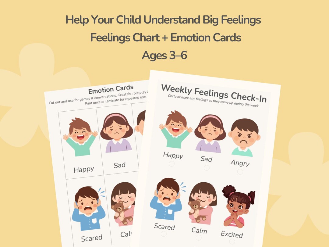 Feelings Chart for Kids | Emotions Printable Set With Cards & Weekly ...