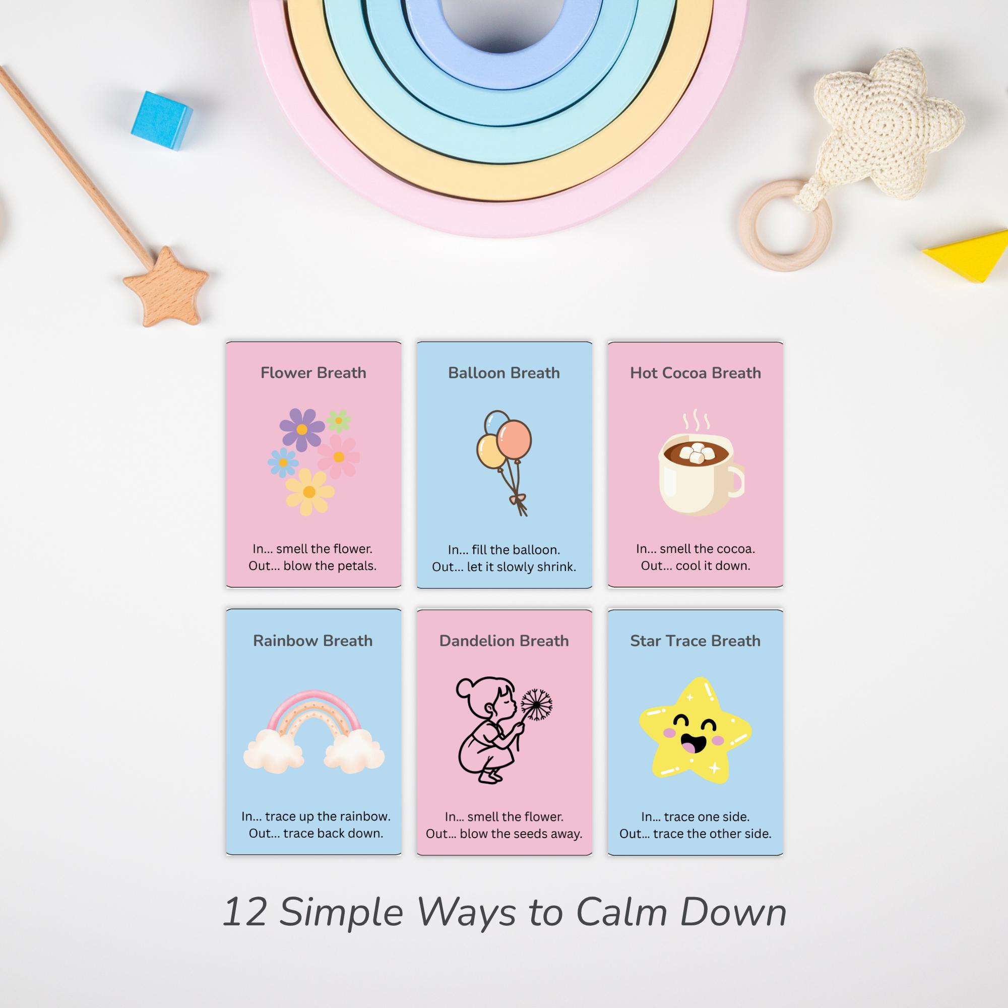 Calm Down Cards for Kids Printable, Breathing Cards for Toddlers ...