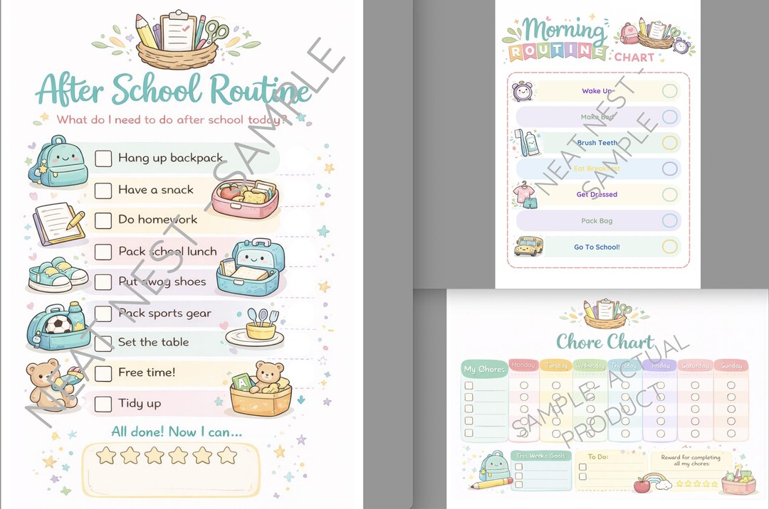 Kids Daily Routine Bundle | Morning & After School Routine Charts ...