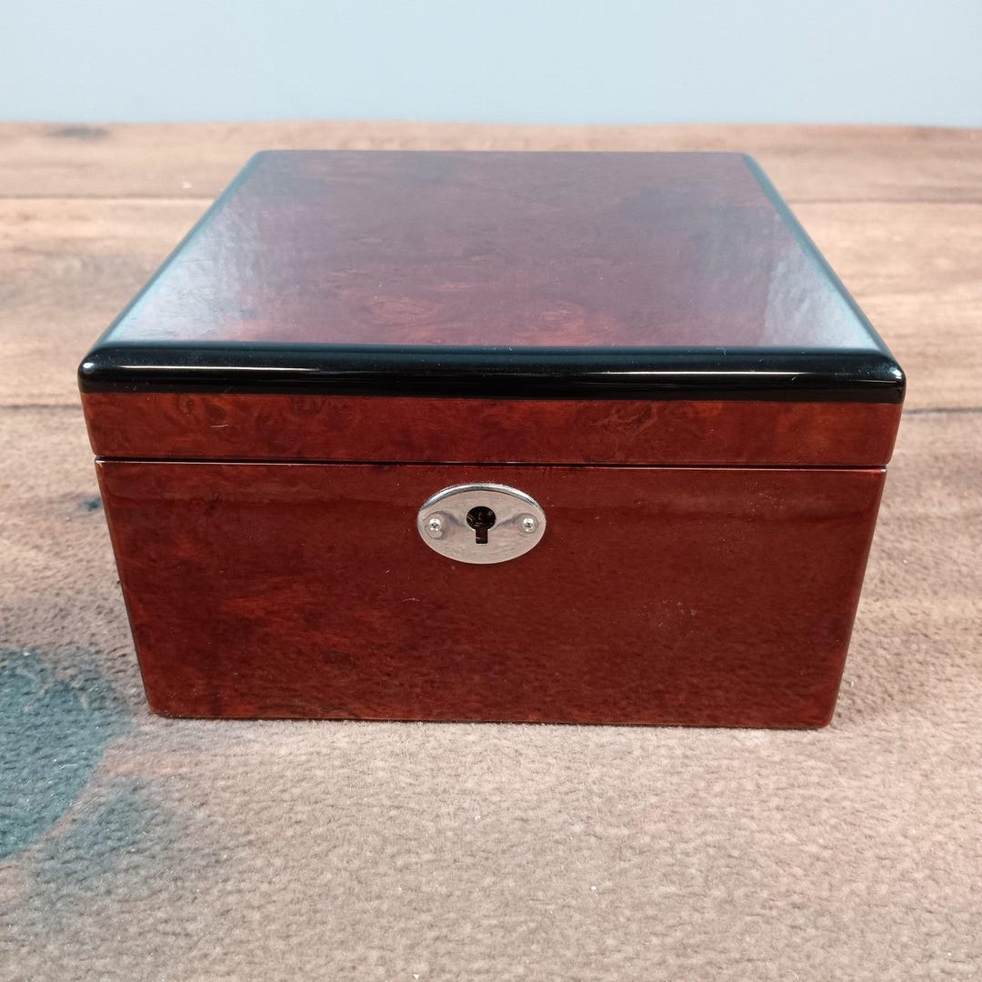 Williams Sonoma Home Wood Jewelry Box Locking Organizer Storage Cherry ...