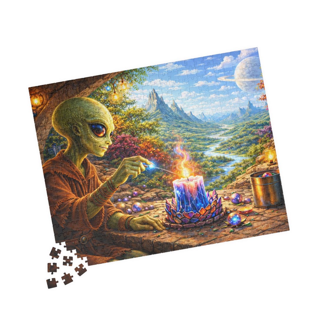 Mystic Alien Candle Puzzle, Alien Jigsaw Puzzle - Etsy