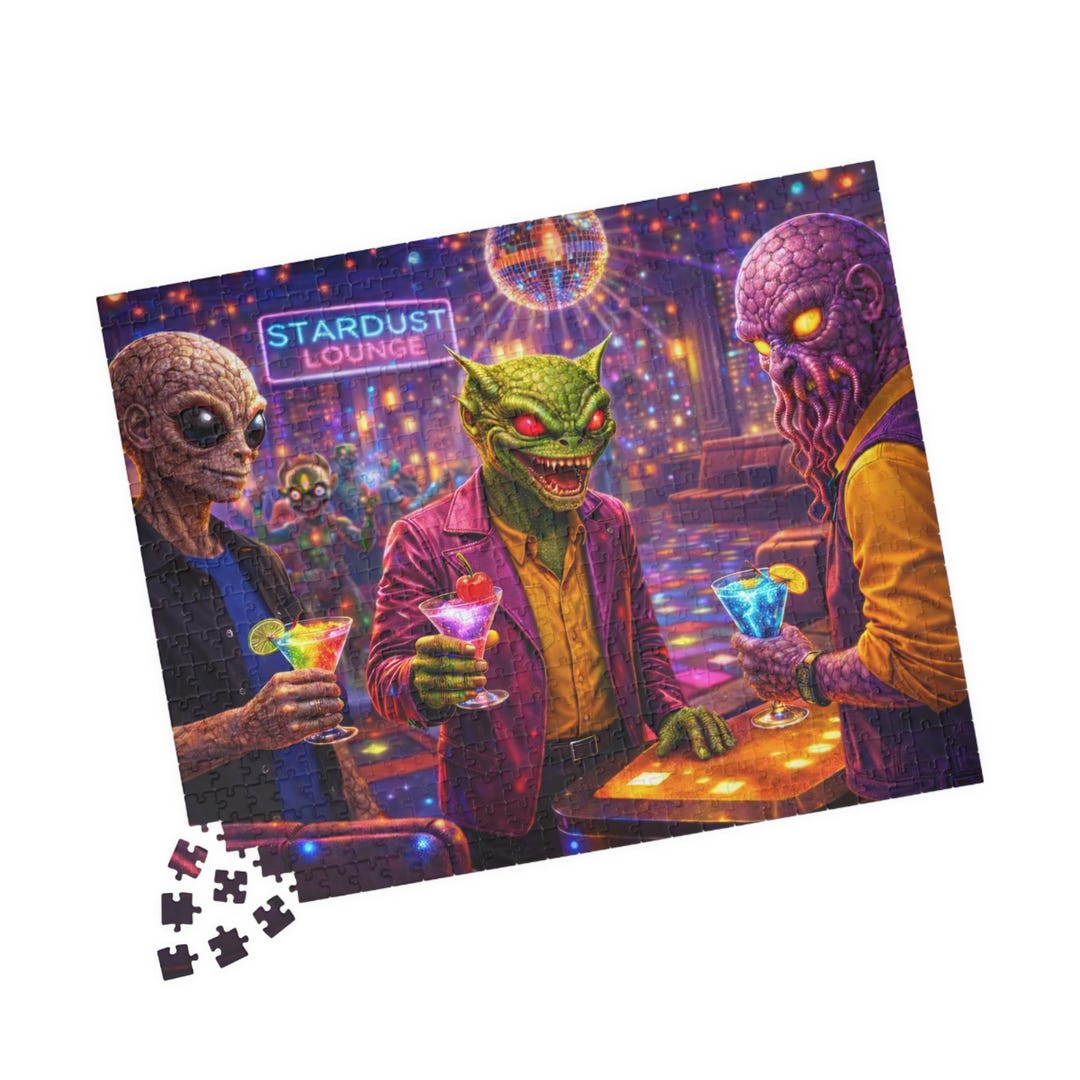 Alien Disco Lounge Puzzle, Retro Bar Aliens Jigsaw Puzzle - Etsy