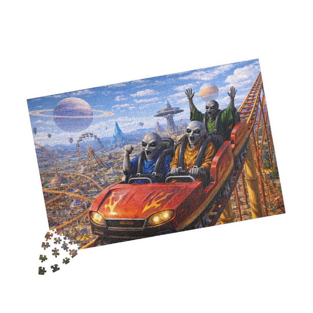 Aliens on Roller Coaster Puzzle, Aliens Jigsaw Puzzle - Etsy
