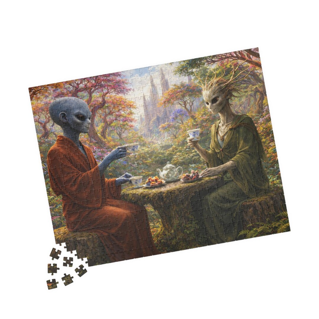 Alien Tea Party Jigsaw Puzzle, Aliens Puzzle - Etsy