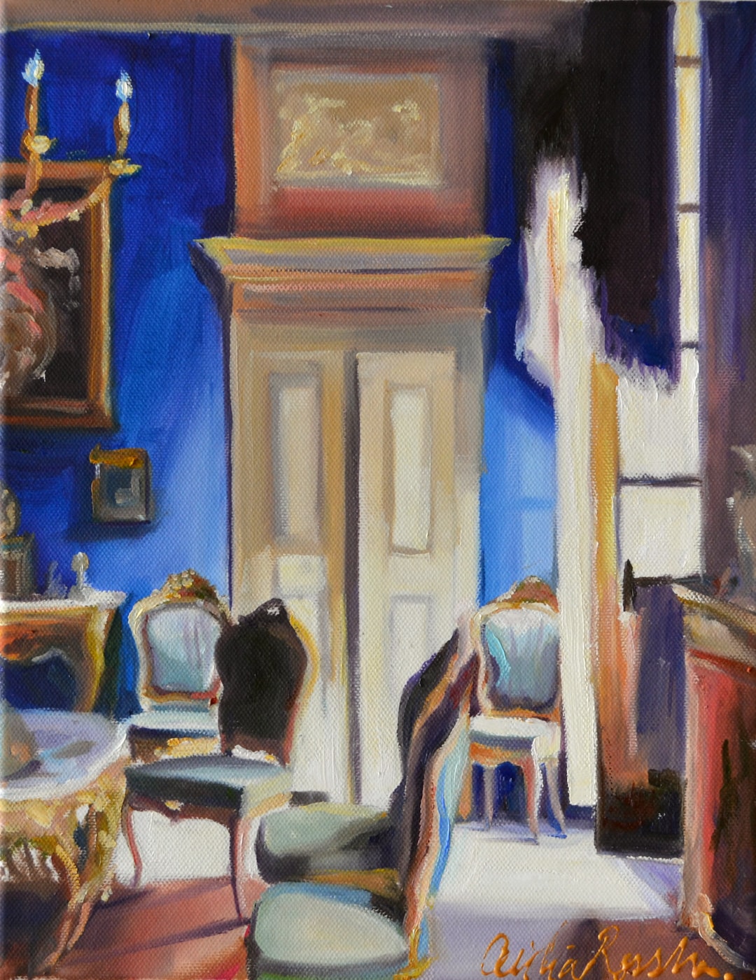 Instant Download , THE BLUE ROOM, Digital Art Print of Original Oil ...