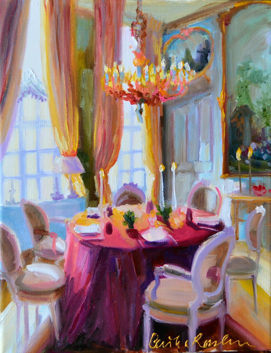 CHATEAU DINING ROOM Art Print From an Original Painting of a - Etsy