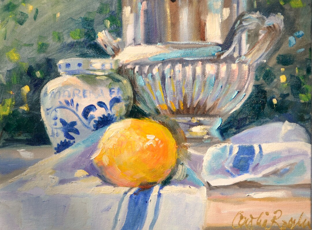 French Still Life Art Print: Delft Porcelain & Lemon - Etsy