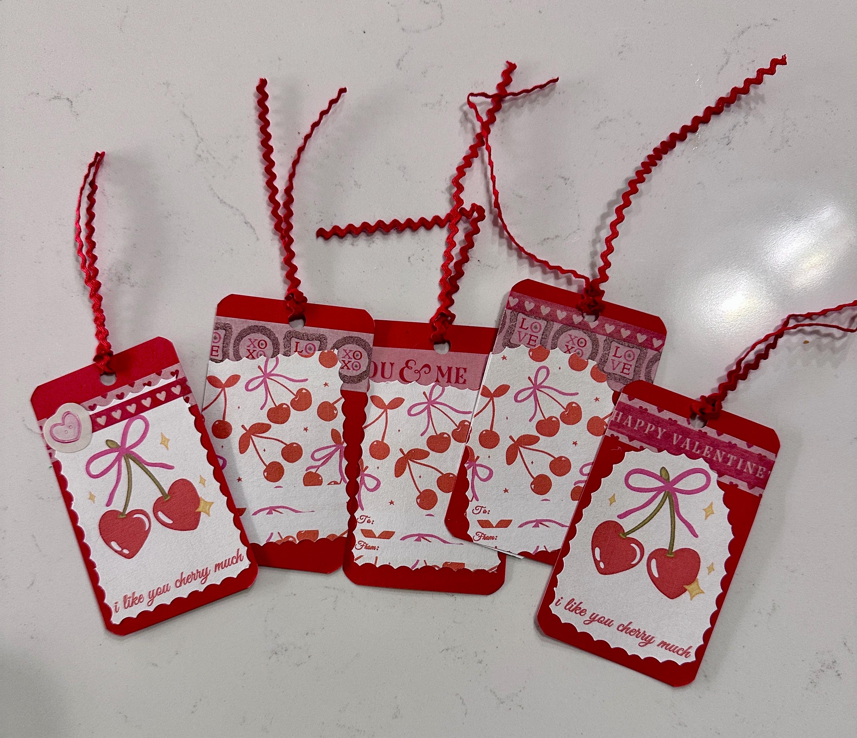 Valentine’s Day Cherry Heart Tags - Etsy