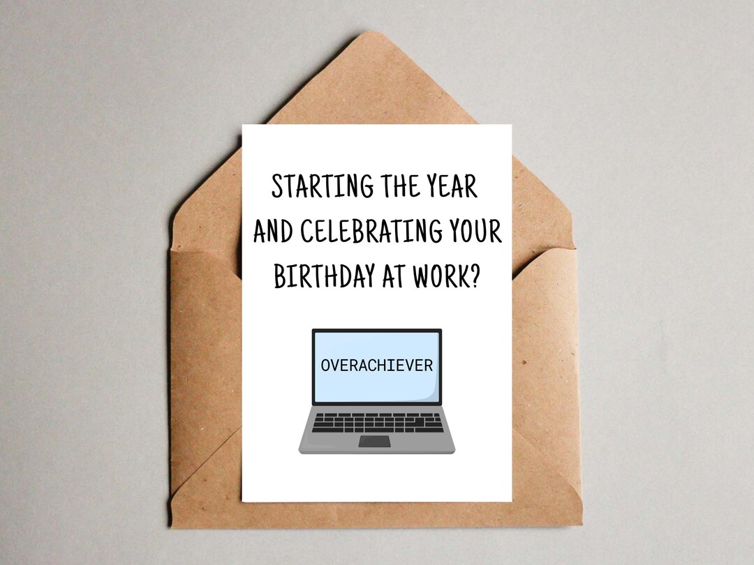 Funny Office Birthday Card Printable, Sarcastic New Year Coworker Gift ...