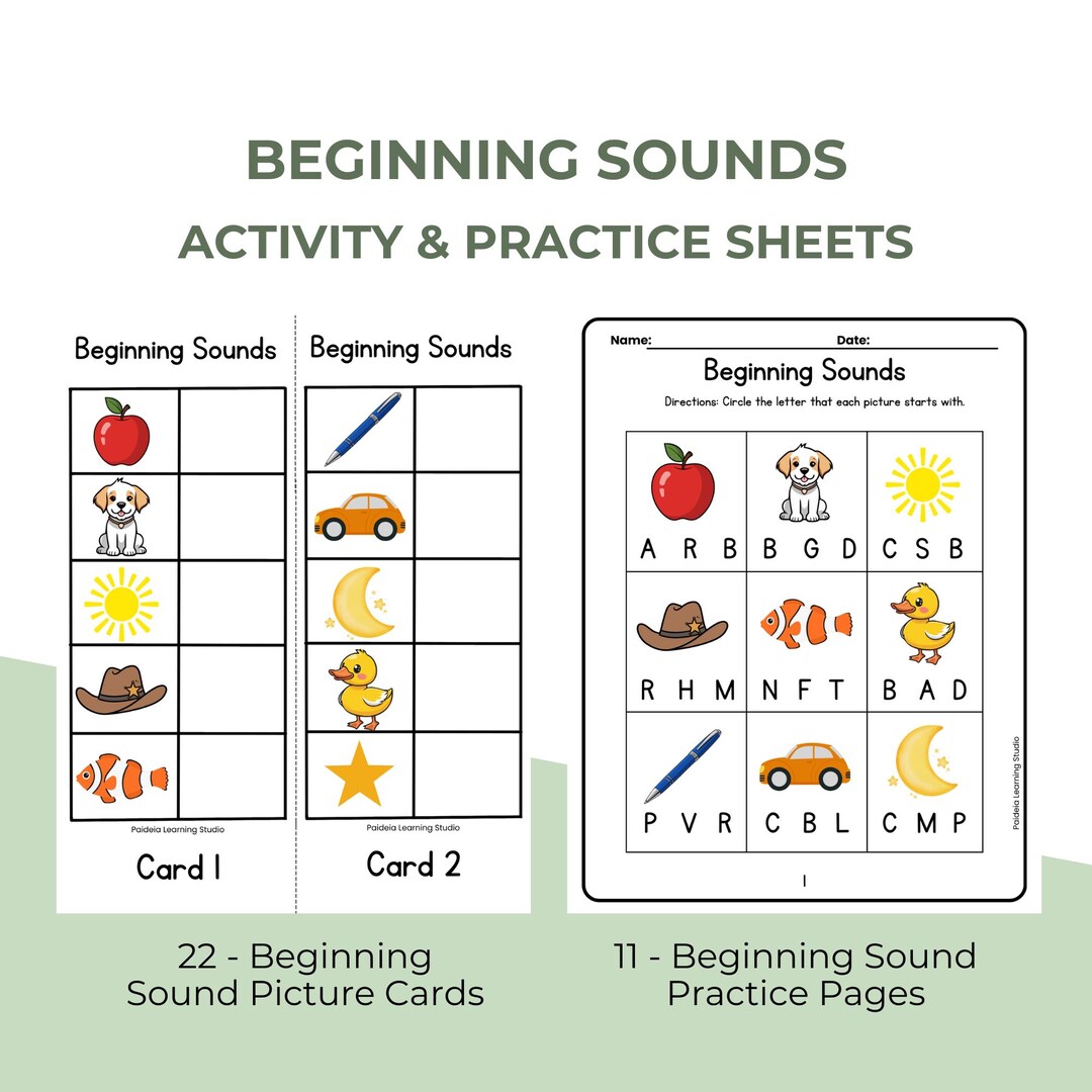 Beginning Sounds Activity Cards & Practice Sheets | Kindergarten ...