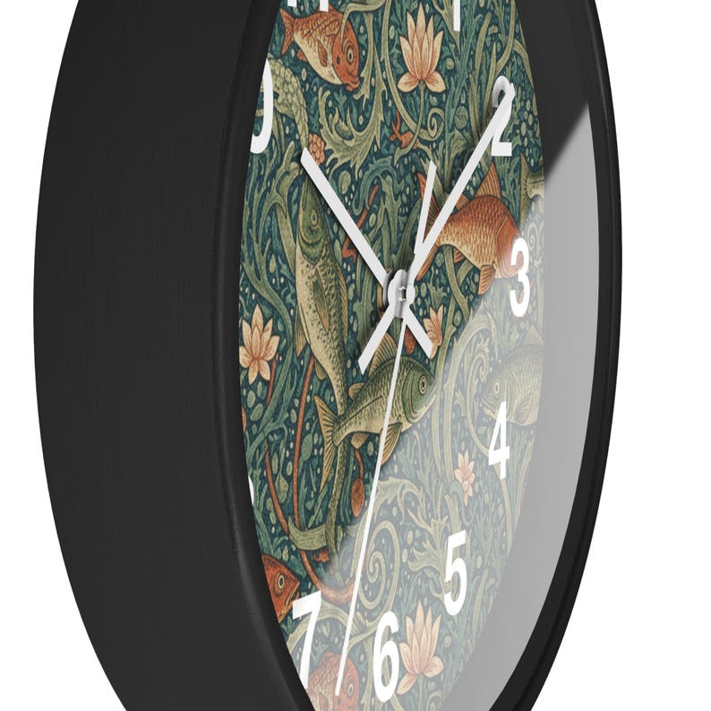 William Morris Fish Round Wall Clock, William Morris Abstract Art Decor ...