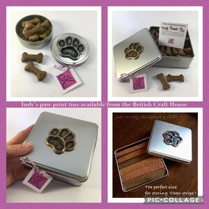 Dog Treat or Snack Storage Tin With Hand Cast Paw Print Design. Gift ...