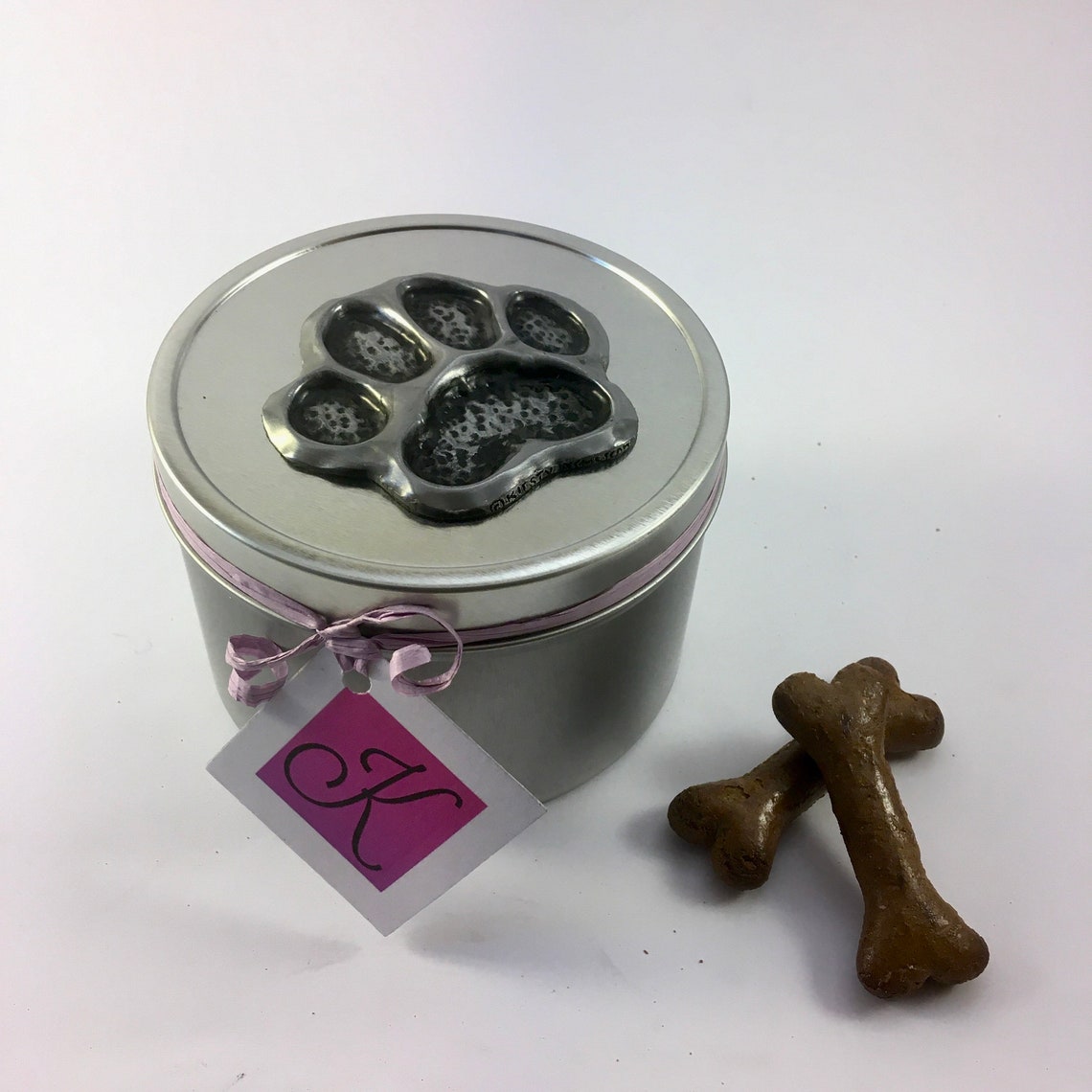 Dog Treat or Snack Storage Tin With Hand Cast Paw Print - Etsy