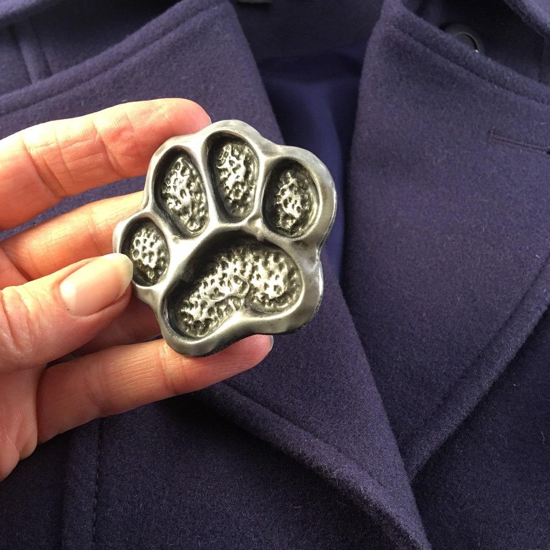 Paw Print Dog Brooch Hand Made in Cold Cast Pewter or Bronze. Stylish ...