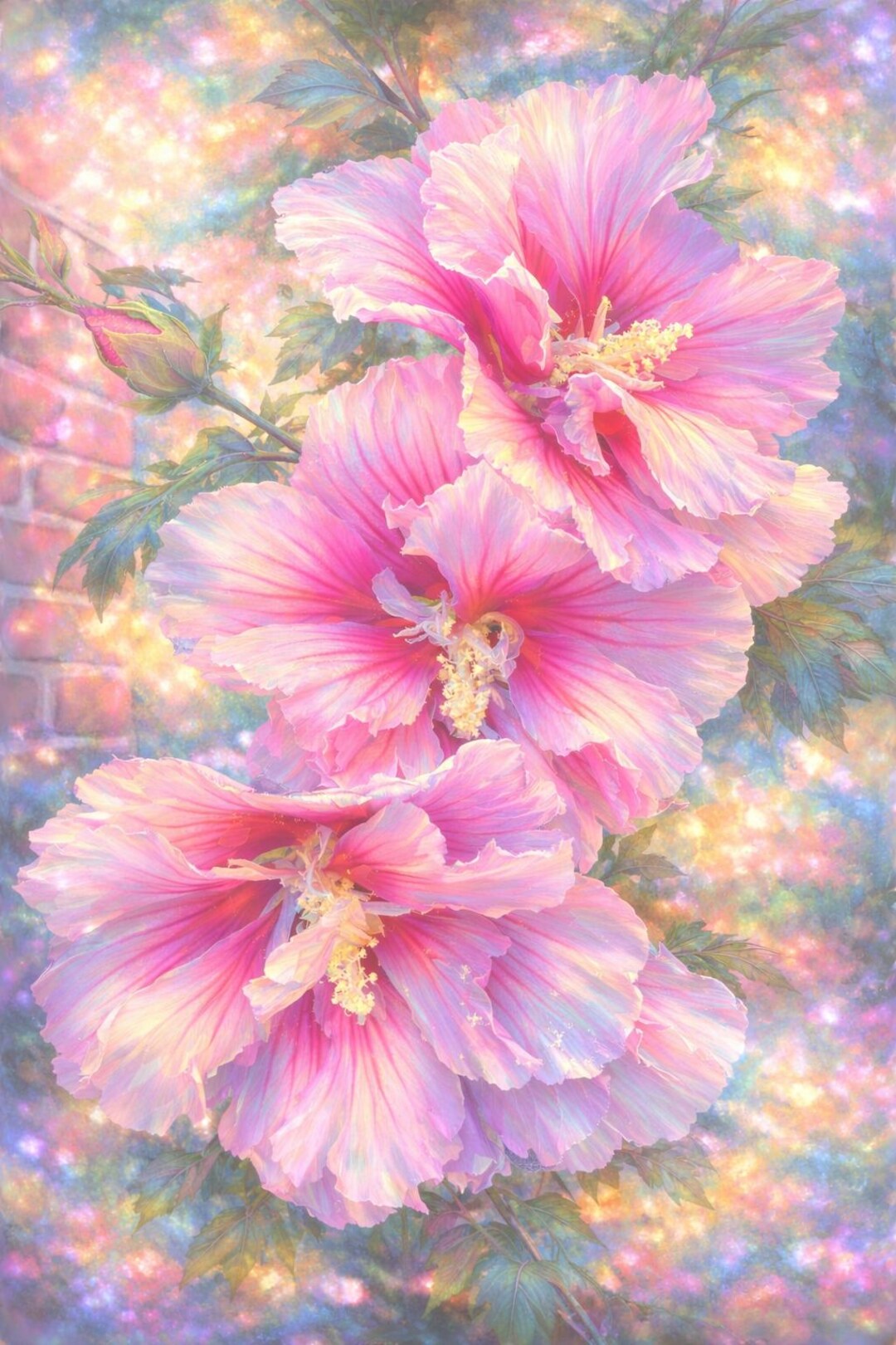 Pastel Chromatic Rose of Sharon Floral Digital Art - Etsy