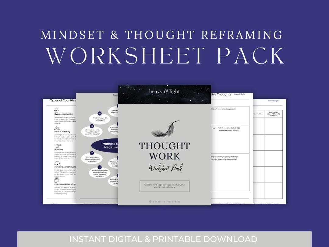 Thought Work Cognitive Distortions Printable Worksheets Reframing ...