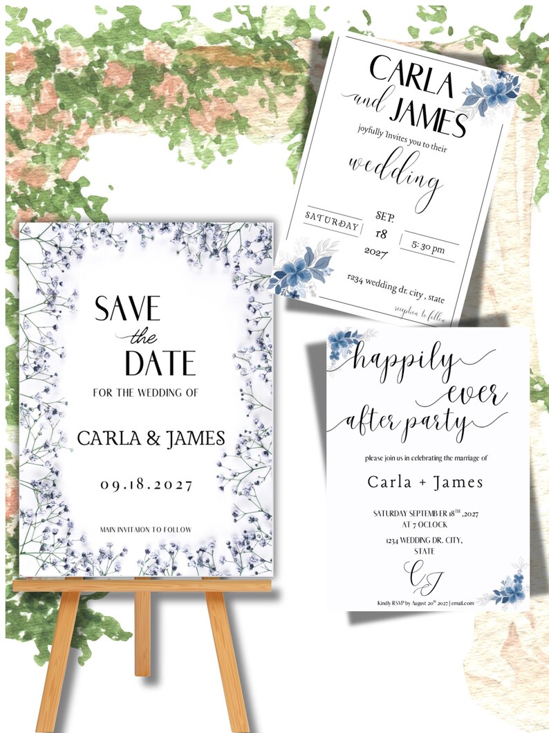 Floral Wedding Invitation Bundle - Etsy